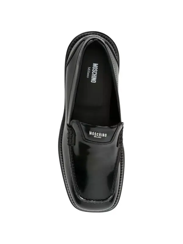 Moschino Plaque Leather Loafers