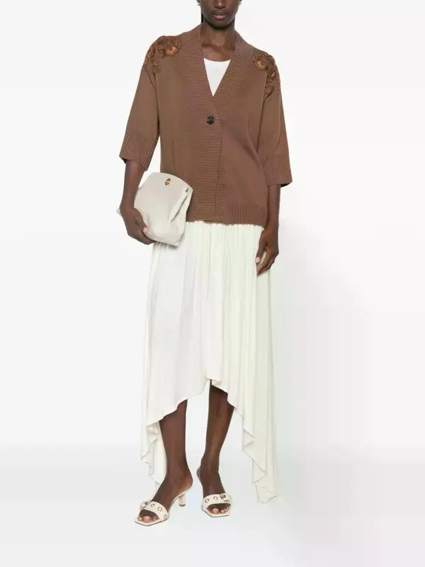 ERMANNO FIRENZE Floral Appliqué V-neck Cardigan