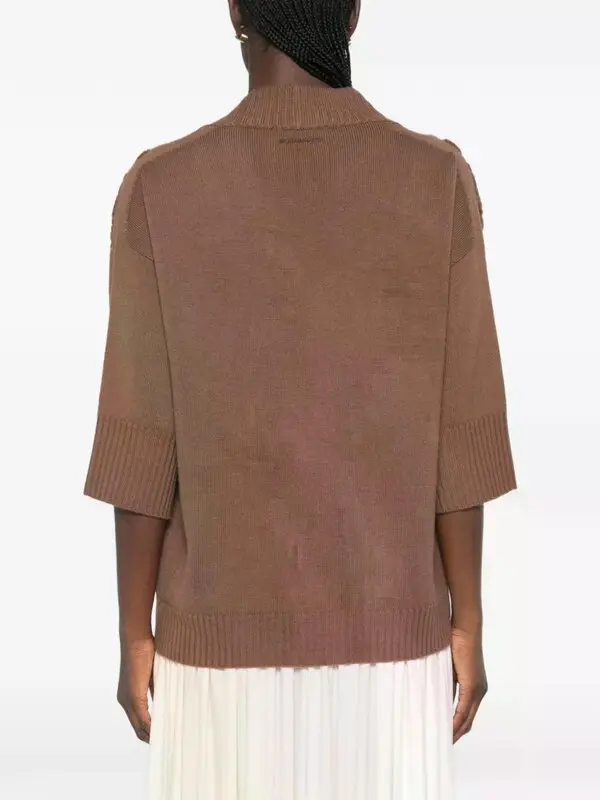 ERMANNO FIRENZE Floral Appliqué V-neck Cardigan