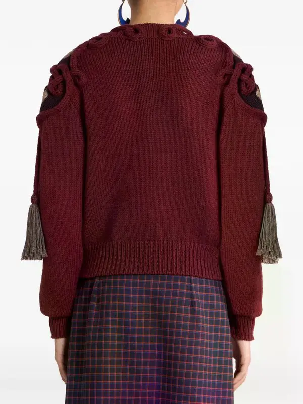 Etro Ribbed Wool Sweater With Tassels And Embroidery