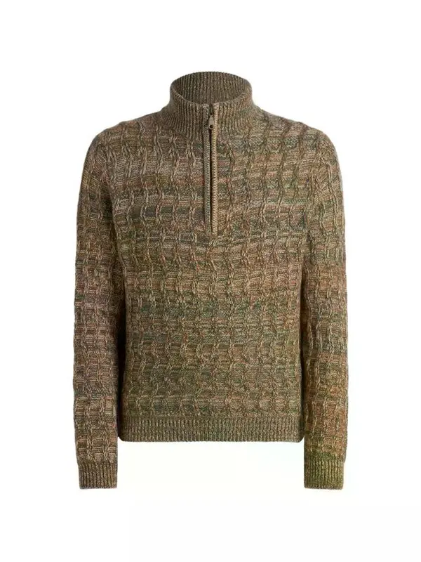 Etro Cable Knit Cashmere Quarter Zip Sweater