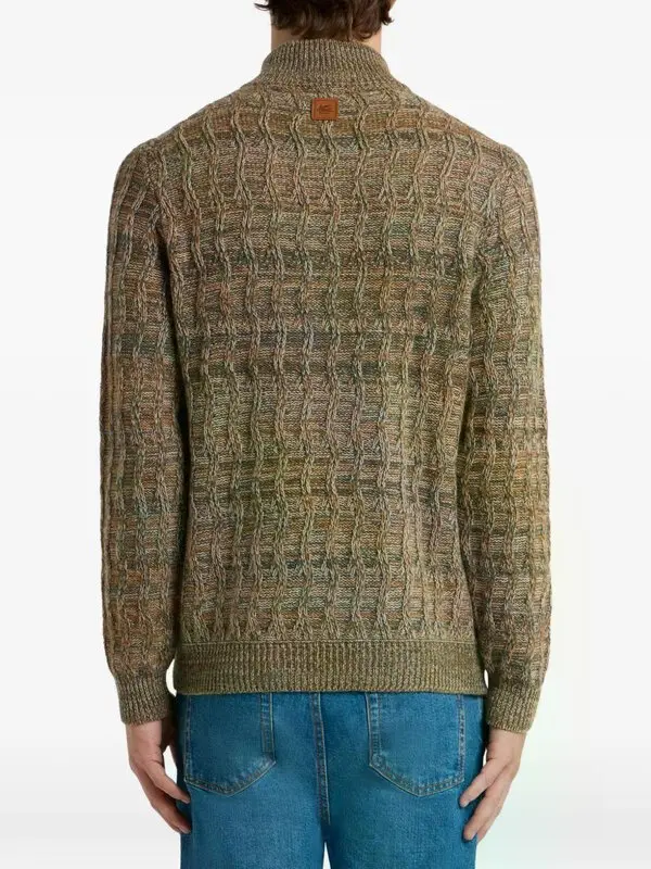Etro Cable Knit Cashmere Quarter Zip Sweater