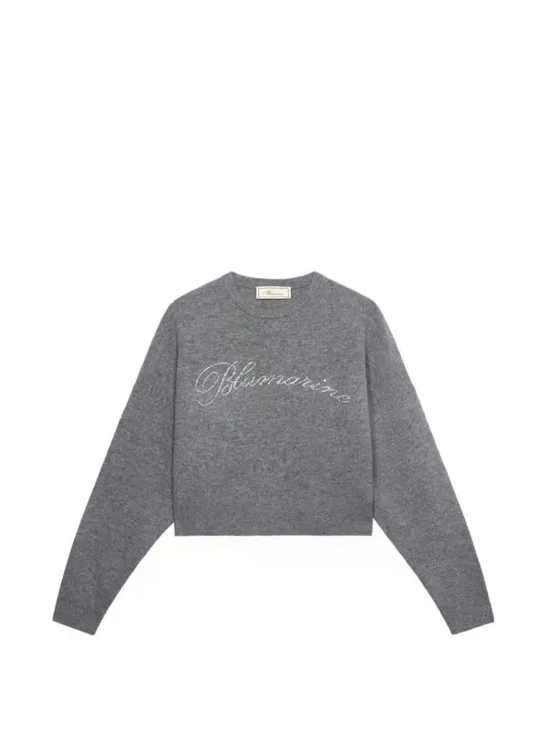 Blumarine Rhinestone Logo Wool Sweater