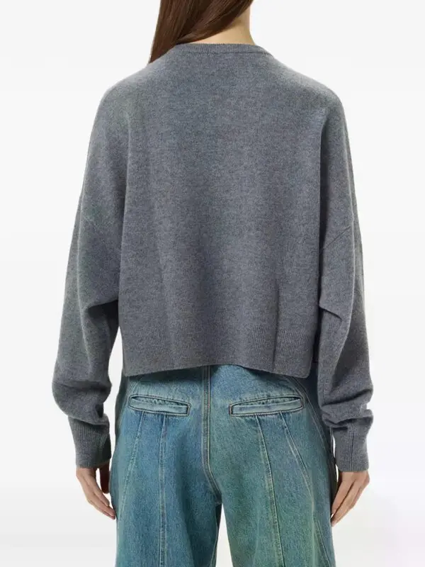 Blumarine Rhinestone Logo Wool Sweater
