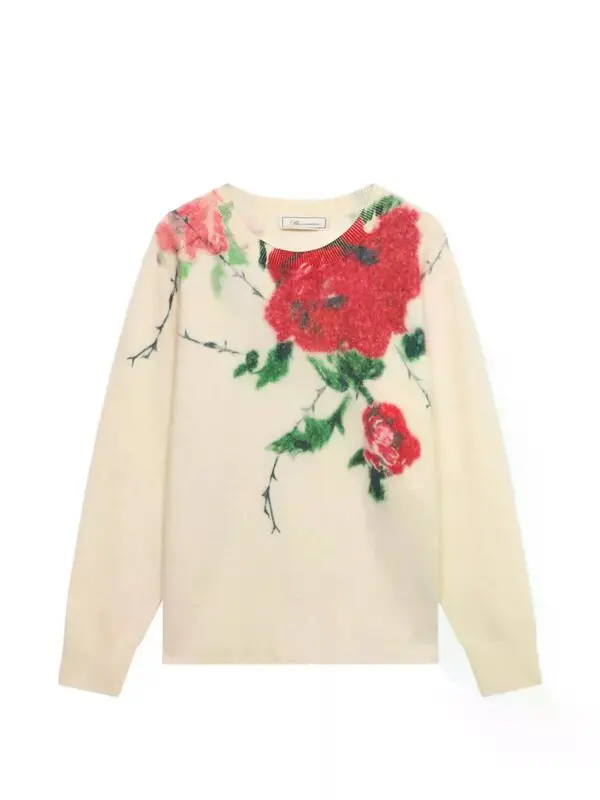 Blumarine Floral Print Crew Neck Sweater