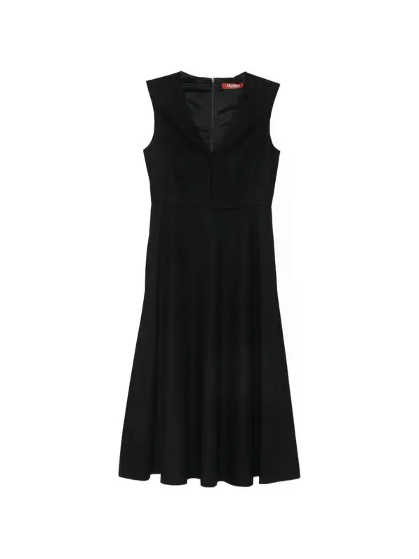 Max Mara Sleeveless V-neck A-line Midi Dress - Black