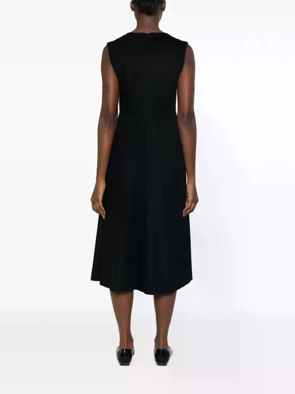 Max Mara Sleeveless V-neck A-line Midi Dress - Black