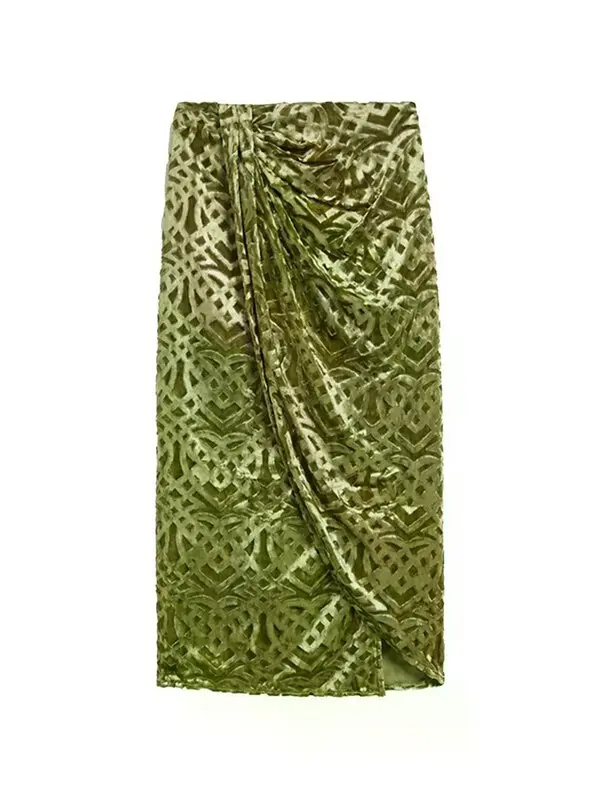 La DoubleJ Verona Velvet Devoré Skirt With Heart Knot Print