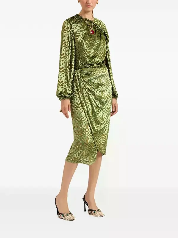 La DoubleJ Verona Velvet Devoré Skirt With Heart Knot Print