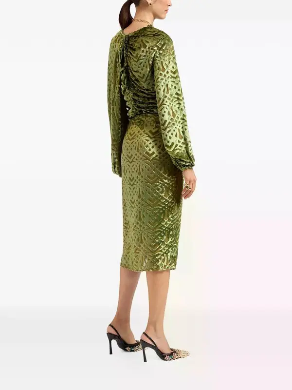 La DoubleJ Verona Velvet Devoré Skirt With Heart Knot Print