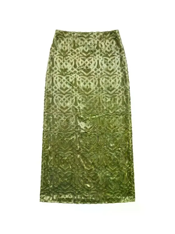La DoubleJ Verona Velvet Devoré Skirt With Heart Knot Print