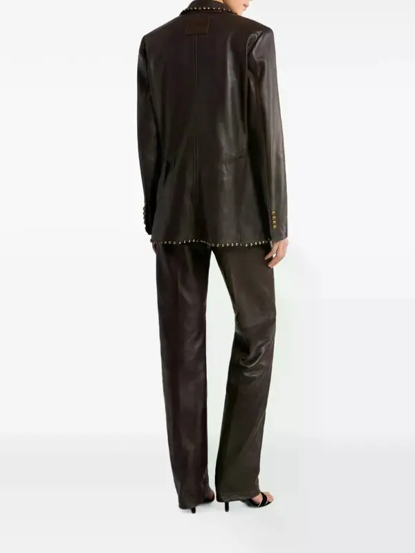 Etro Single-breasted Leather Jacket With Studs