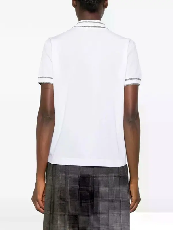 Brunello Cucinelli Striped Trim Polo Shirt - White