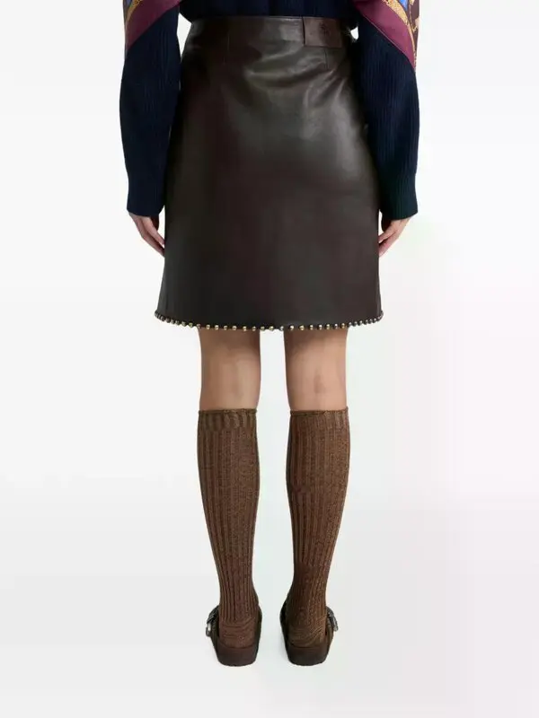 Etro Short Leather Skirt With Studs