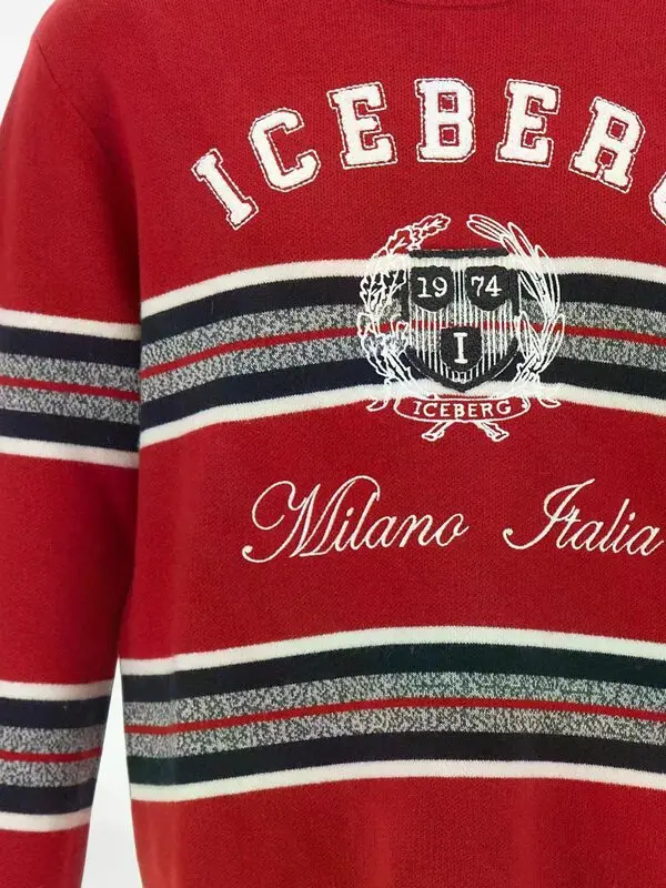 Iceberg Embroidered Striped Wool Sweater