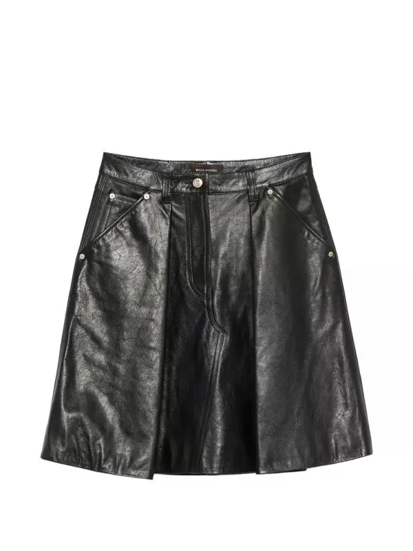 WALES BONNER Pleated Leather Midi Skirt