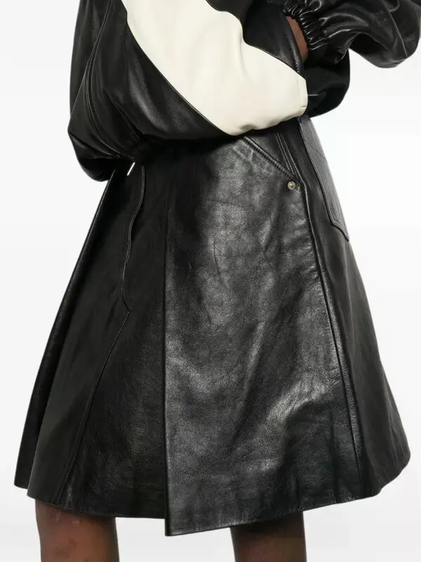 WALES BONNER Pleated Leather Midi Skirt