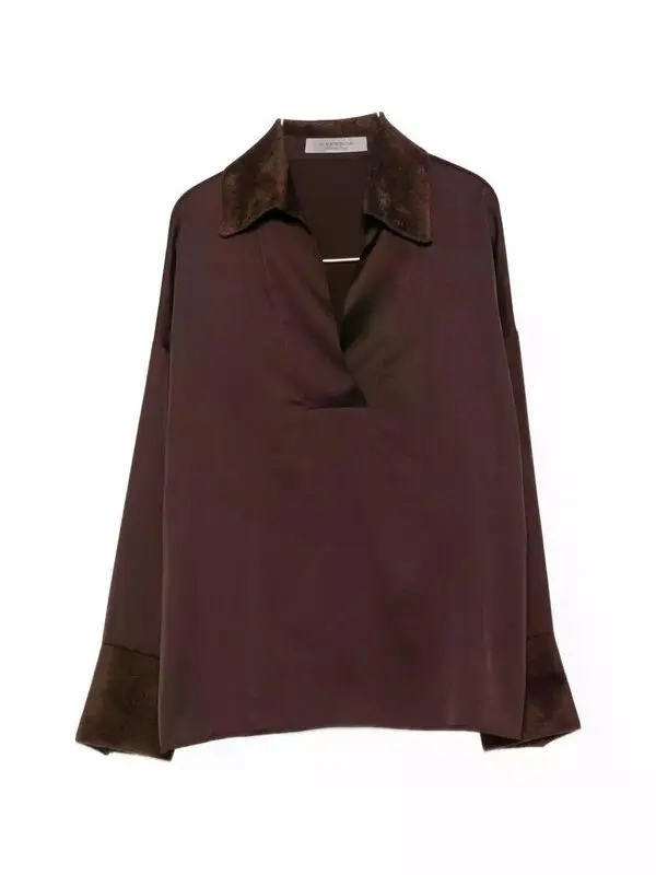 D.exterior Contrast-trim V-neck Shirt