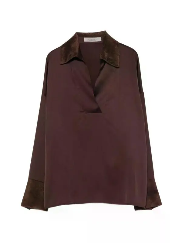 D.exterior V-neck Shirt With Contrast Trim