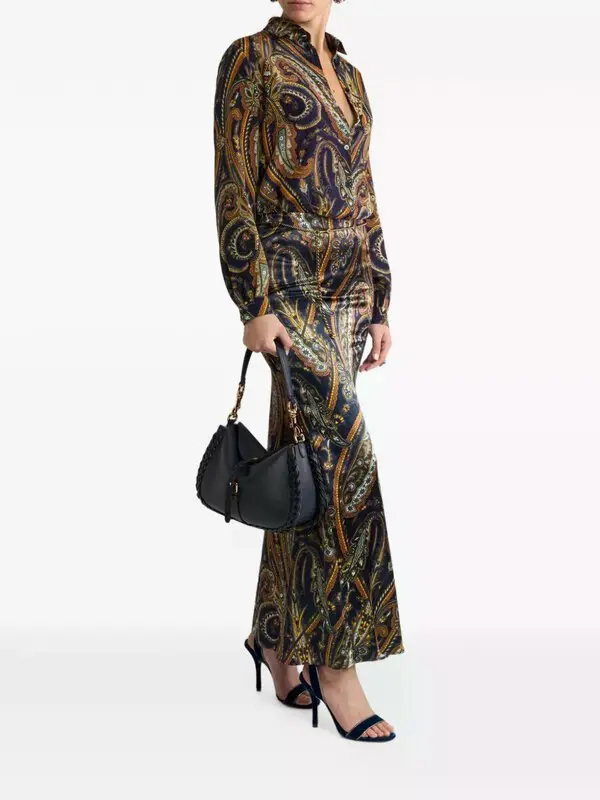 Etro Silk-blend Satin Maxi Skirt With Paisley Print