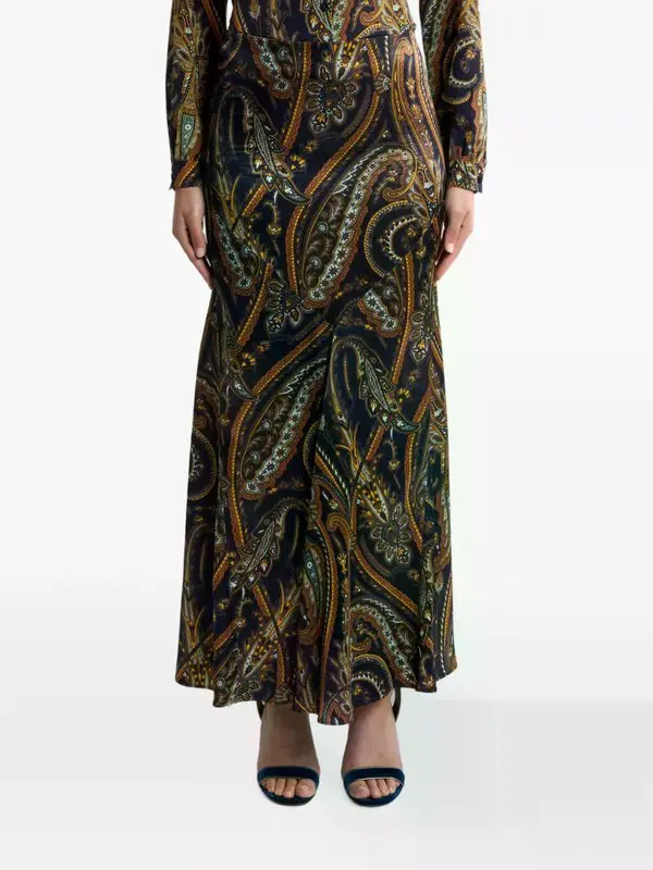 Etro Silk-blend Satin Maxi Skirt With Paisley Print