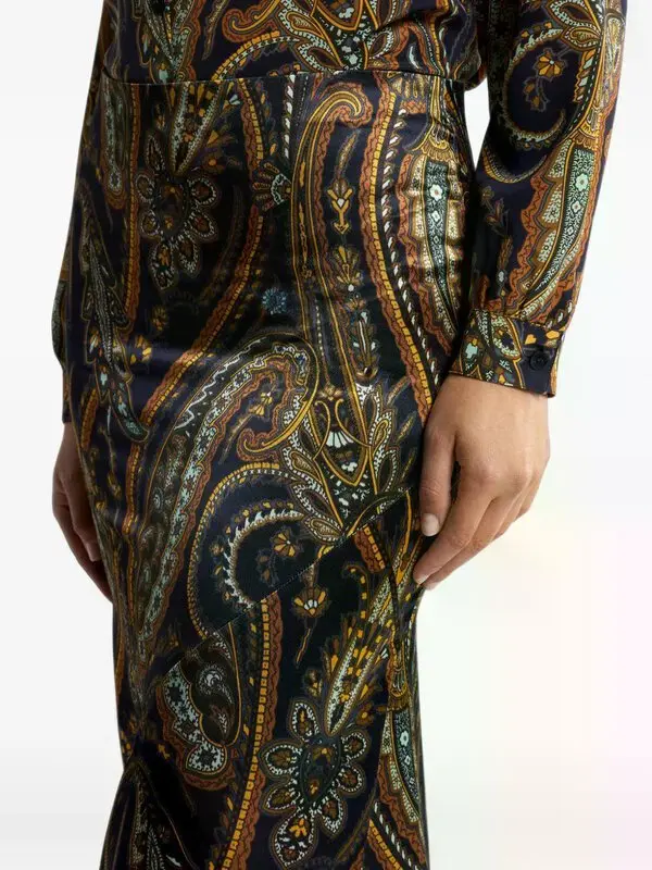 Etro Silk-blend Satin Maxi Skirt With Paisley Print