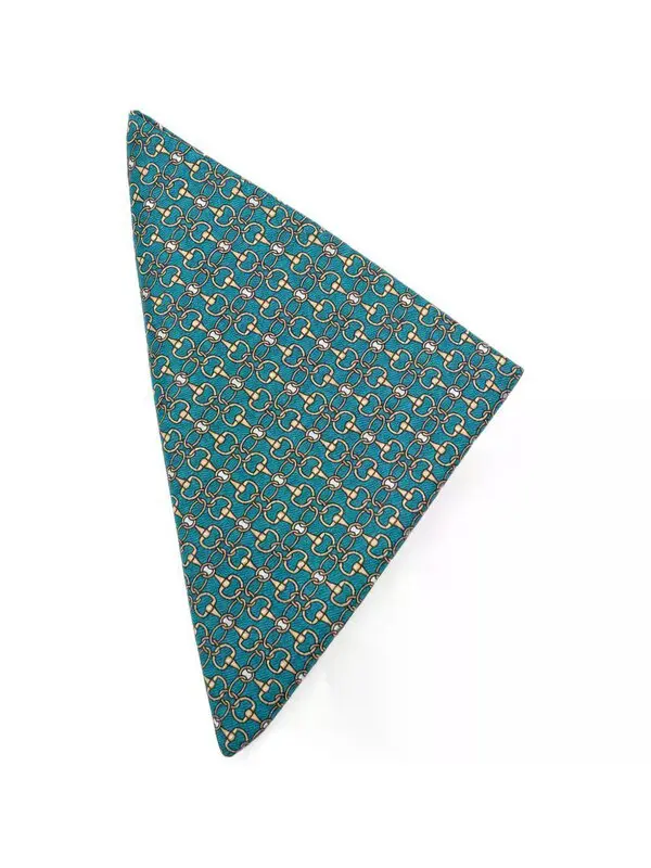 TOMBOLINI Horsebit-print Pocket Square - Green