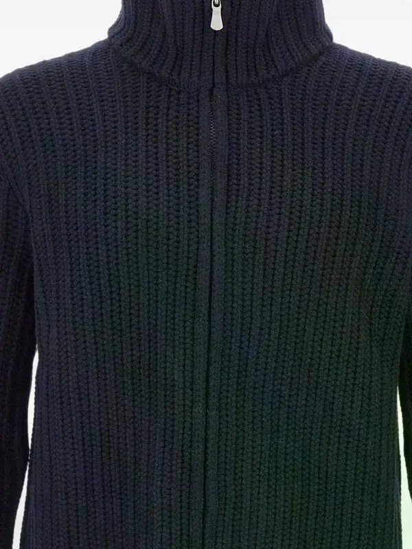 GRAN SASSO Ribbed-knit Zip-up Cardigan