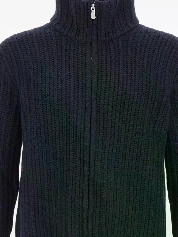 GRAN SASSO Ribbed-knit Zip-up Cardigan
