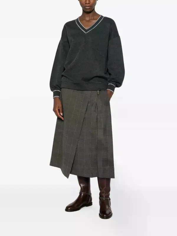 Brunello Cucinelli V-neck Long Sleeve Sweatshirt