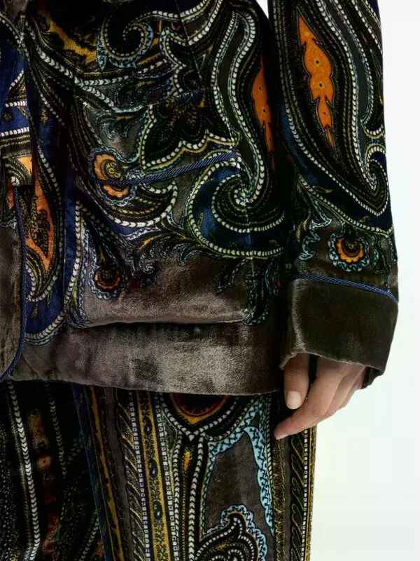 Etro Velvet Jacket With Paisley Motif And Belt