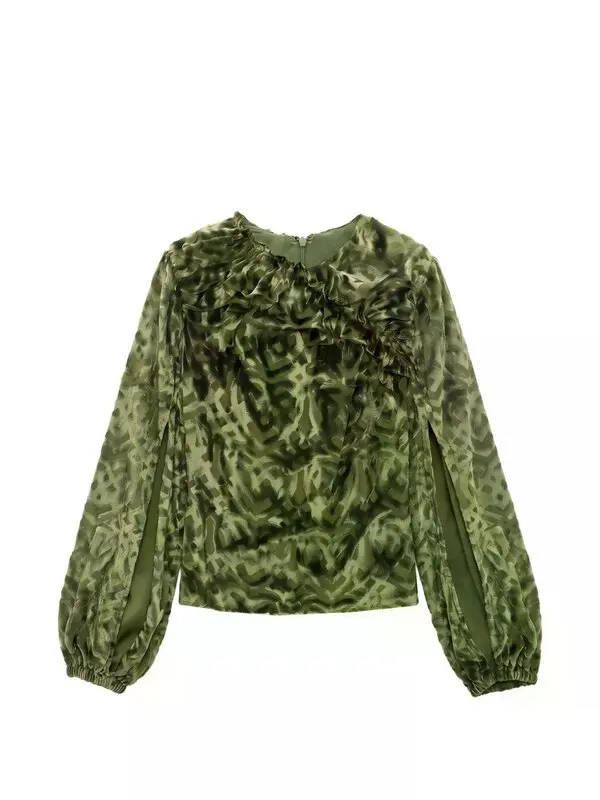 La DoubleJ Brigid Devoré Velvet Top With Heart Knot Print