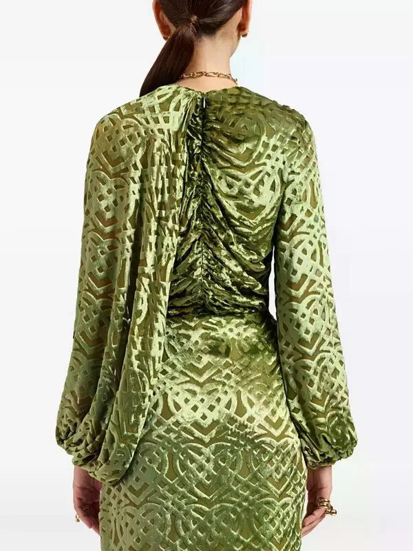 La DoubleJ Brigid Devoré Velvet Top With Heart Knot Print