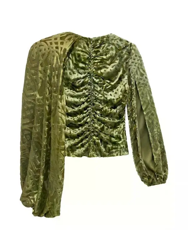La DoubleJ Brigid Devoré Velvet Top With Heart Knot Print