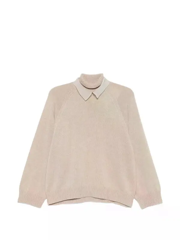 Brunello Cucinelli High-neck Raglan-sleeve Sweater - Neutrals