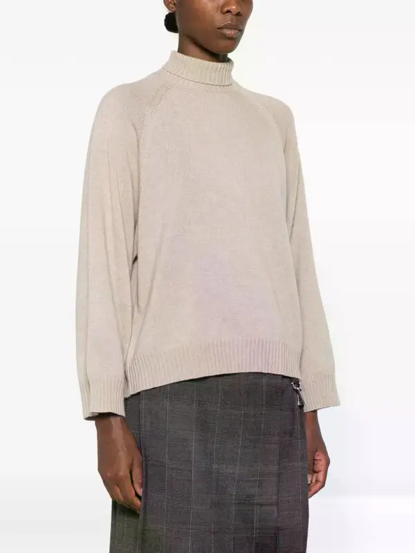 Brunello Cucinelli High-neck Raglan-sleeve Sweater - Neutrals