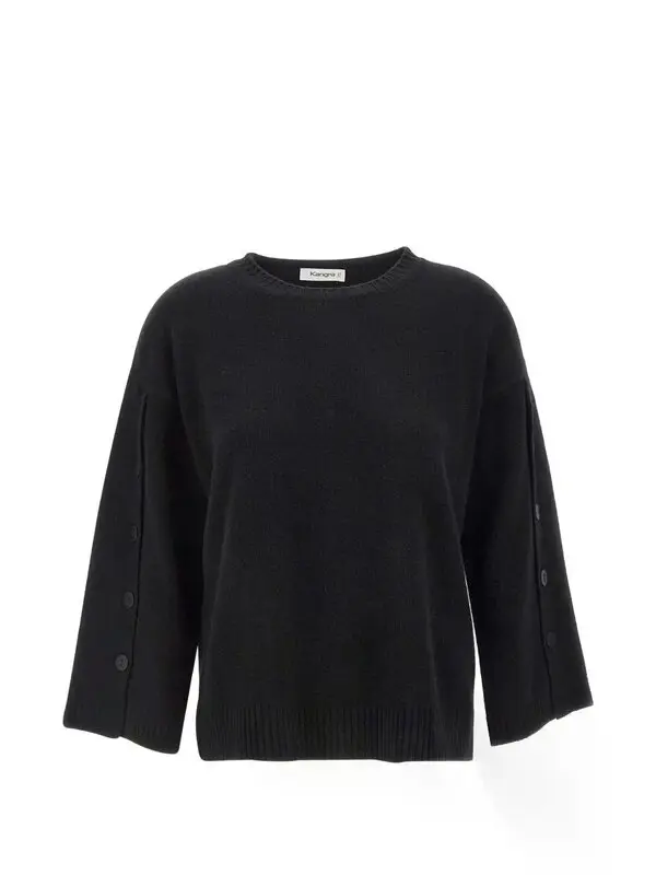 KANGRA Button-sleeve Virgin Wool Knit - Black