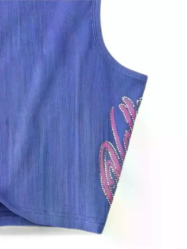 VALE FOREVER Rhinestone-embellished Ribbed Tank Top