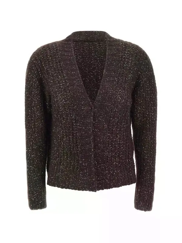 KAOS Sequin-embellished Open-knit Cardigan - Brown