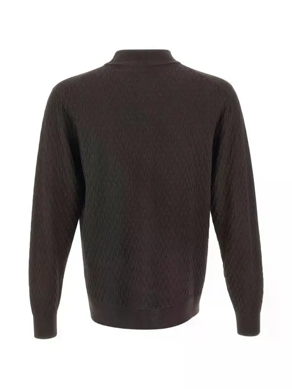FILIPPO DE LAURENTIIS Textured Knit Herringbone Mock Neck Sweater