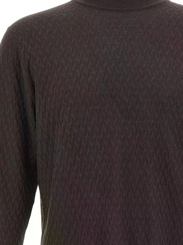 FILIPPO DE LAURENTIIS Textured Knit Herringbone Mock Neck Sweater