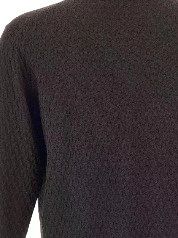 FILIPPO DE LAURENTIIS Textured Knit Herringbone Mock Neck Sweater