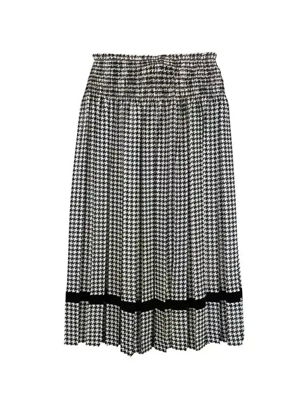 Comme Des Garçons Houndstooth-print Pleated Midi Skirt - Black