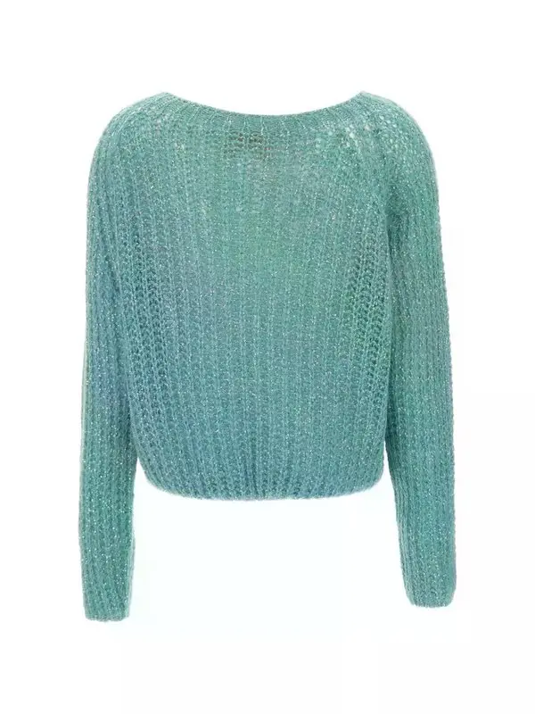 KAOS Sequin Embellished Openwork Knit Sweater
