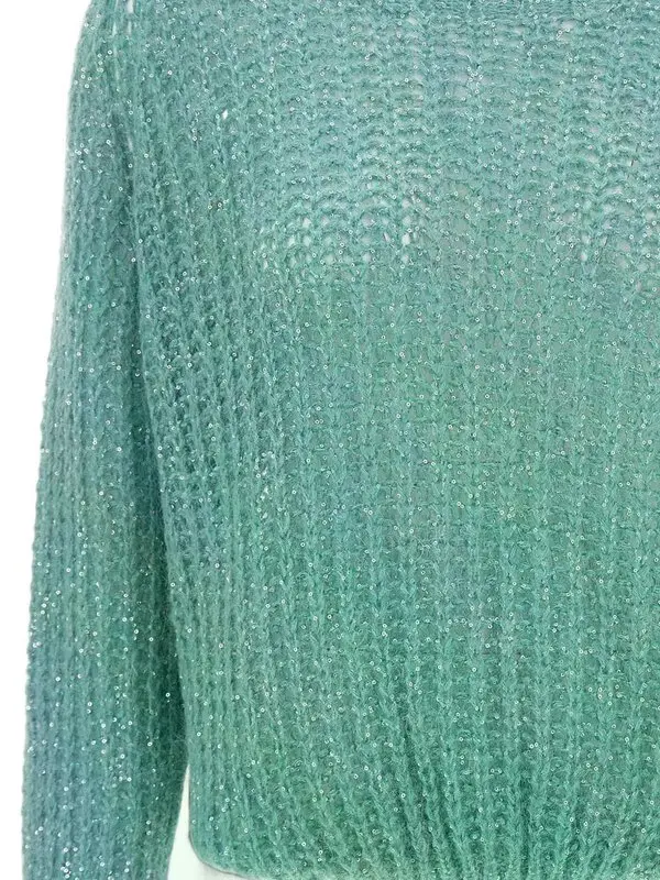 KAOS Sequin Embellished Openwork Knit Sweater