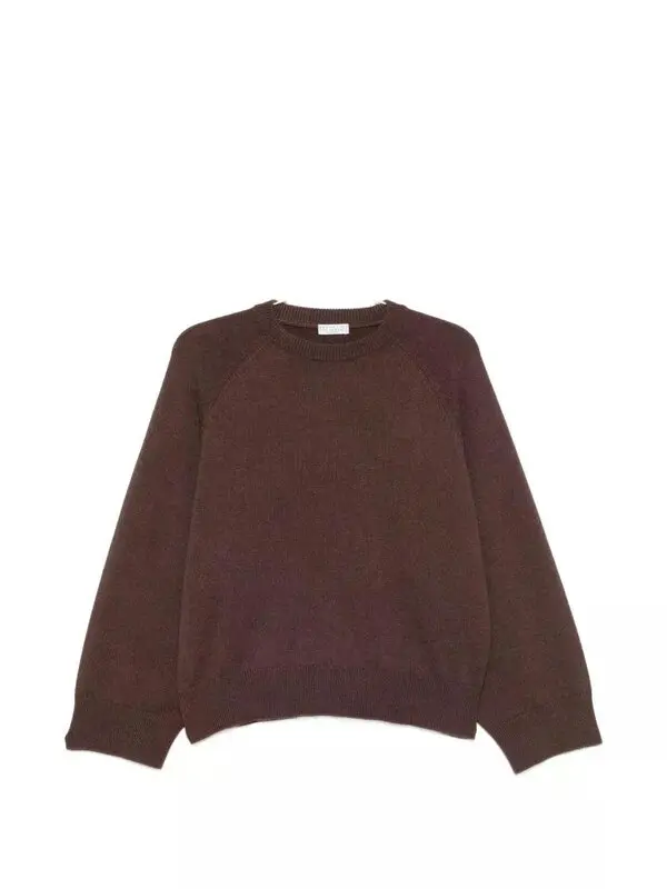 Brunello Cucinelli Raglan Sleeve Crew Neck Sweater - Brown