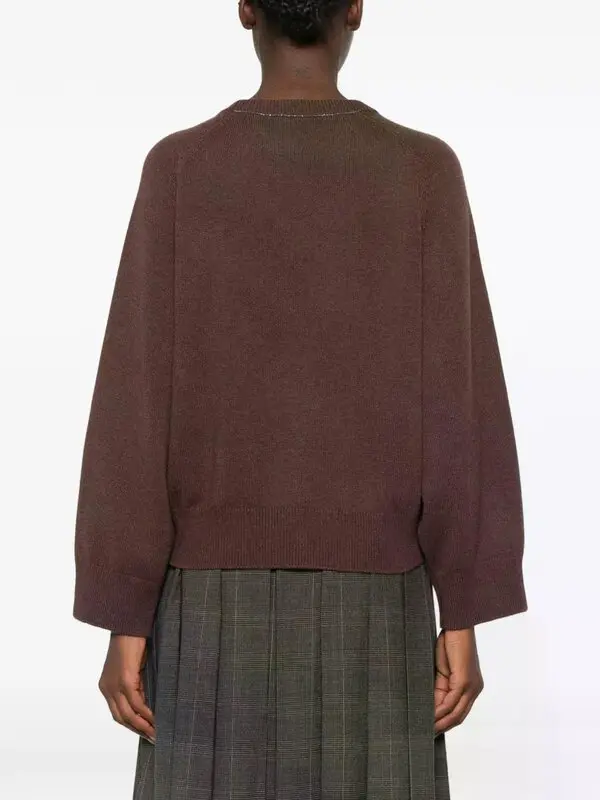 Brunello Cucinelli Raglan Sleeve Crew Neck Sweater - Brown