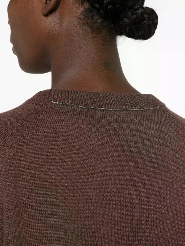 Brunello Cucinelli Raglan Sleeve Crew Neck Sweater - Brown