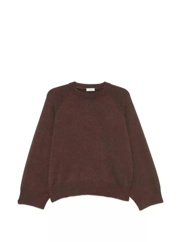 Brunello Cucinelli Raglan Sleeve Crew Neck Sweater - Brown