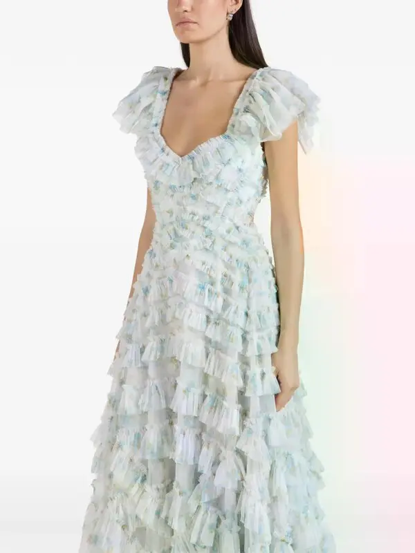 NEEDLE & THREAD Magnolia Ruffled Floral Print Maxi Dress